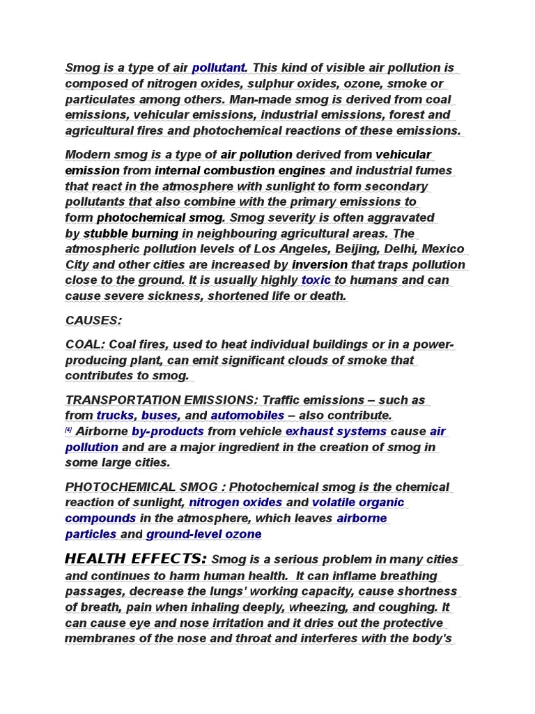Smog: Causes, Effects, and Impact | PDF