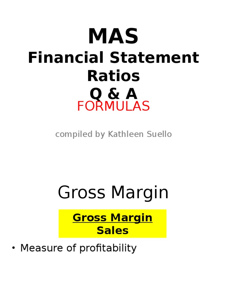 Financial Statement Analysis Ratios and Formulas (Flashcards) | PDF ...