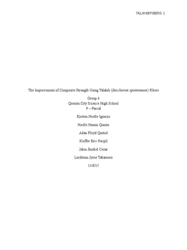The Improvement of Composite Strength Using Talahib 2 1 | PDF ...