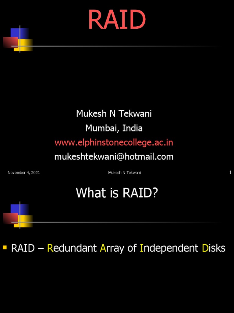 Raid Redundant Array Of Independent Disks 