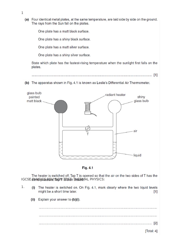 IGCSE Physics: Thermal Physics Test | PDF