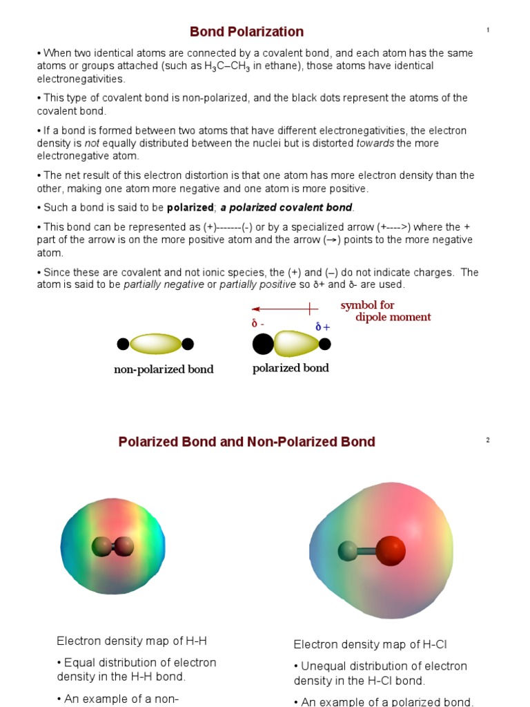 Understanding Bond Polarization in Chemistry | PDF | Covalent Bond | Alkane