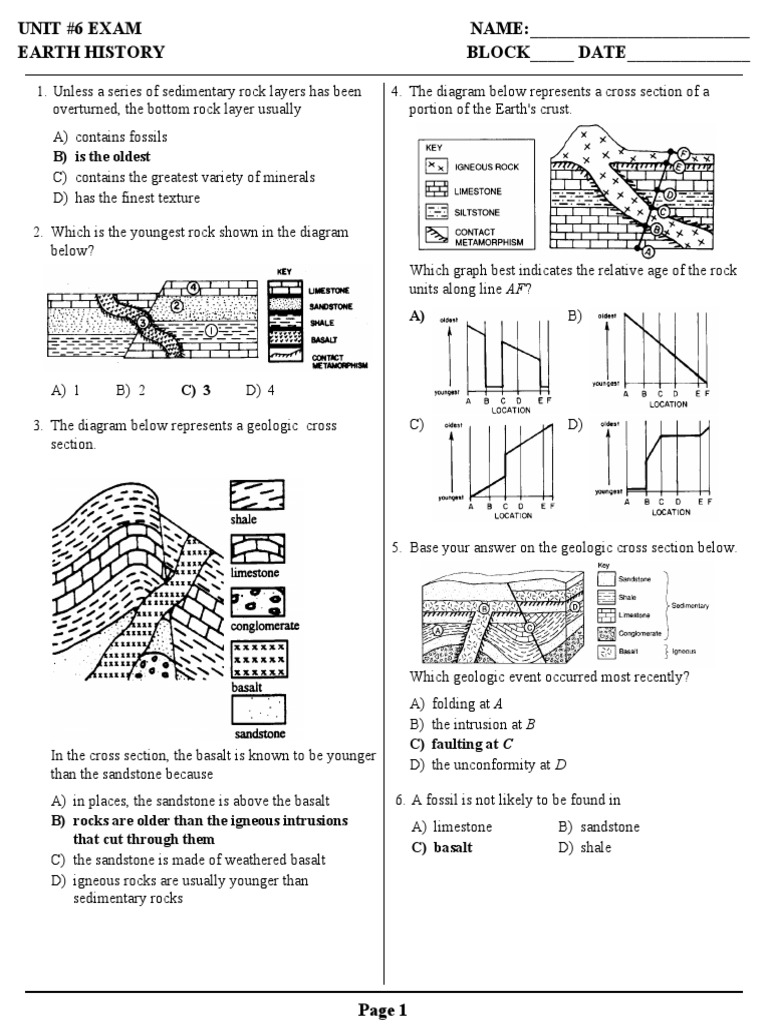 Earth History Review | PDF | Rock (Geology) | Sedimentary Rock