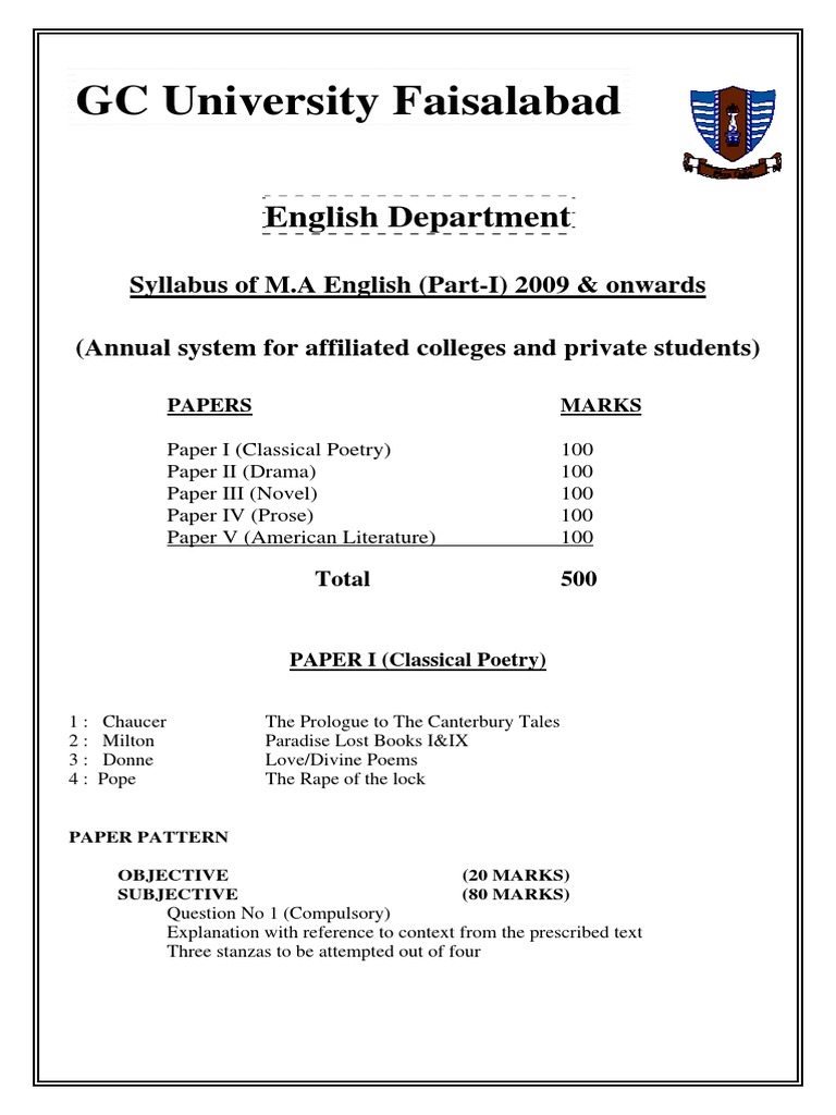 MA English | PDF | Poetry | English Language Literature
