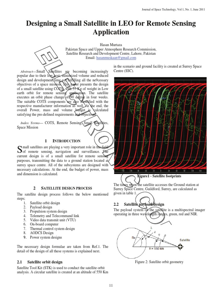 Small Satellite Design for LEO Remote Sensing | PDF | Attitude Control ...