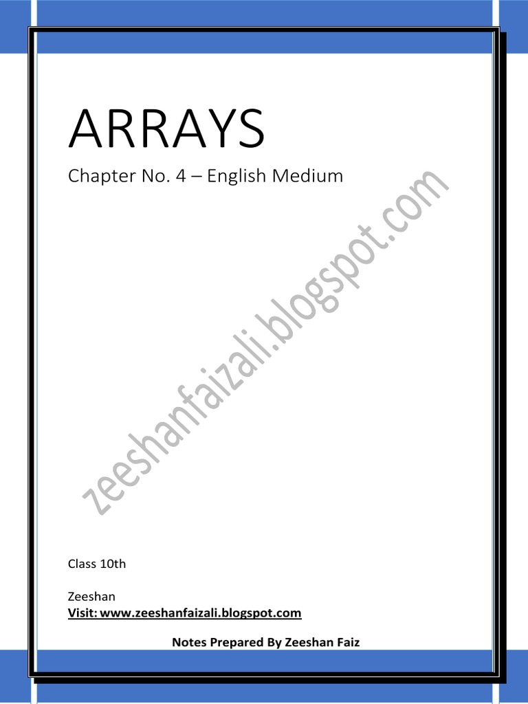 Arrays: Chapter No. 4 - English Medium | PDF | Array Data Structure | Variable (Computer Science)