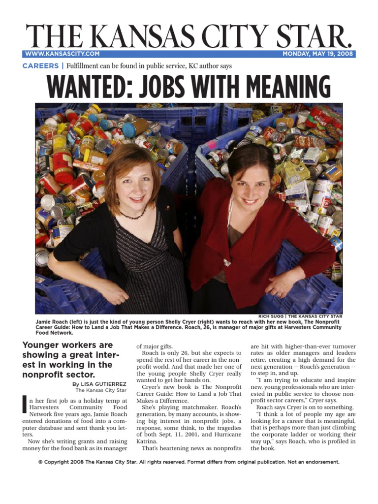 Cryer Jobs With Meaning KC Star 5.19.08 | PDF | Nonprofit Organization ...