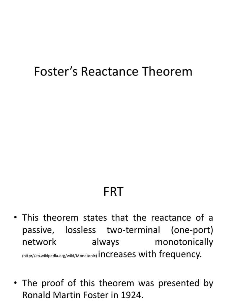 L8 - Foster's Reactance Theorem | PDF | Electrical Circuits | Electronics