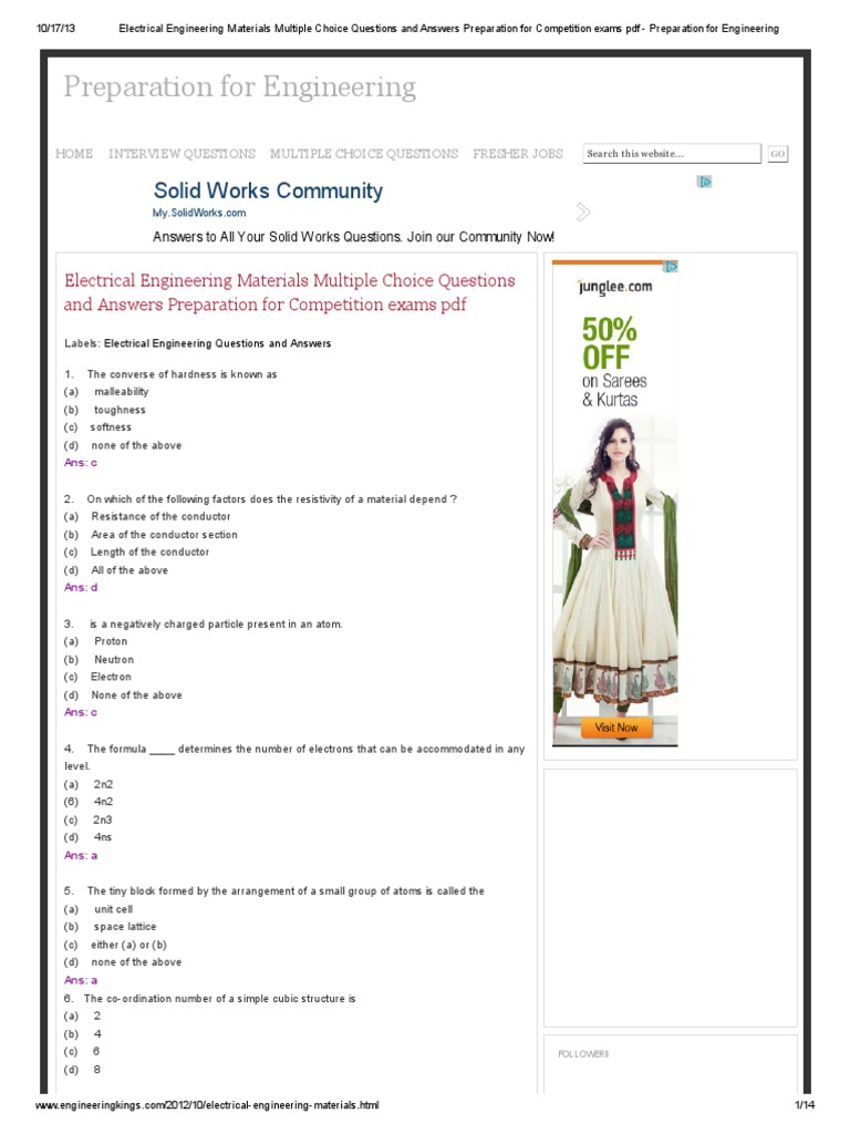 Electrical Engineering Materials | PDF | Electrical Resistivity And ...