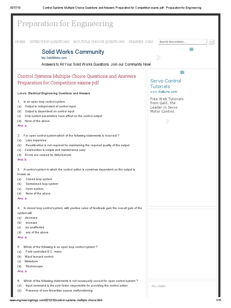 Preparation For Engineering: Solid Works Community | PDF | Control ...
