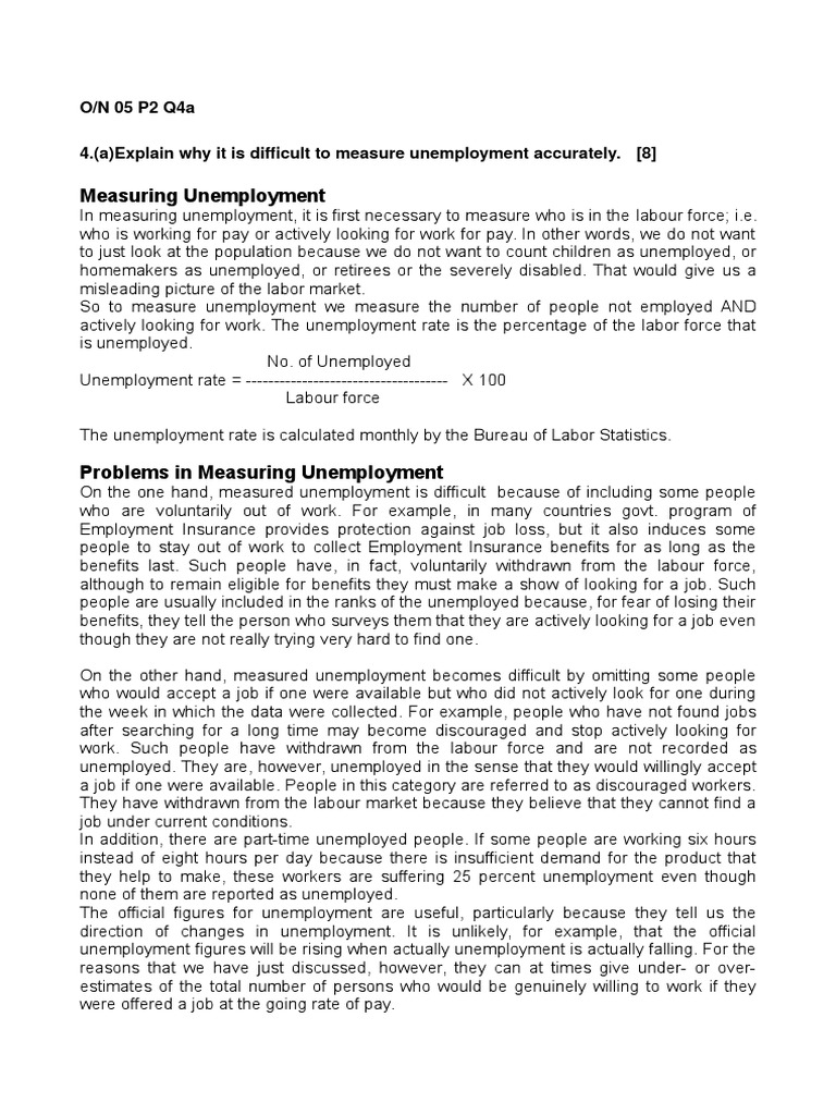 Difficulties in Measuring Unemployment | PDF | Unemployment | Social ...