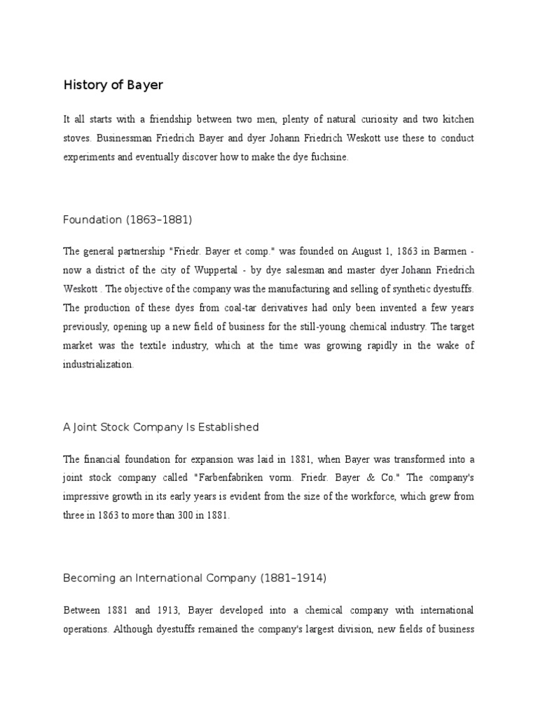History of Bayer | PDF | Bayer | Sustainability