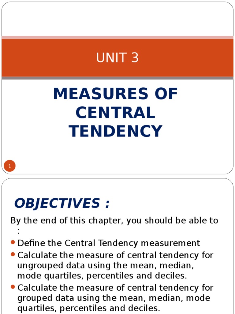Unit 3 - Measures of Central Tendency | PDF | Median | Mean