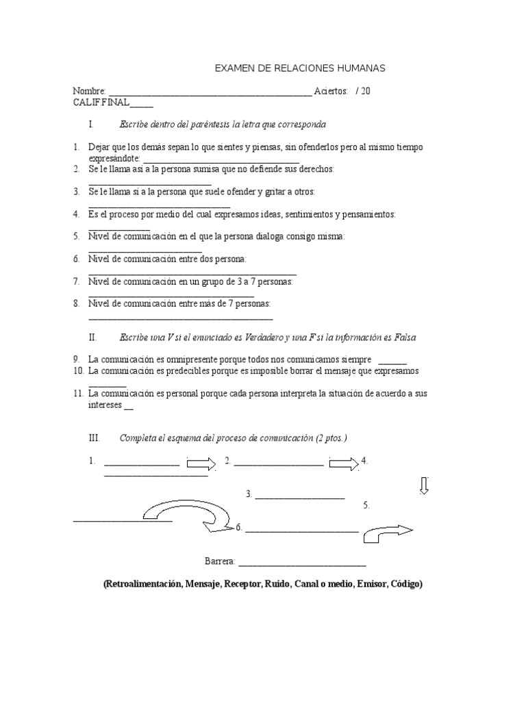 Examen de Relaciones Humanas y Comunicación | PDF | Informática