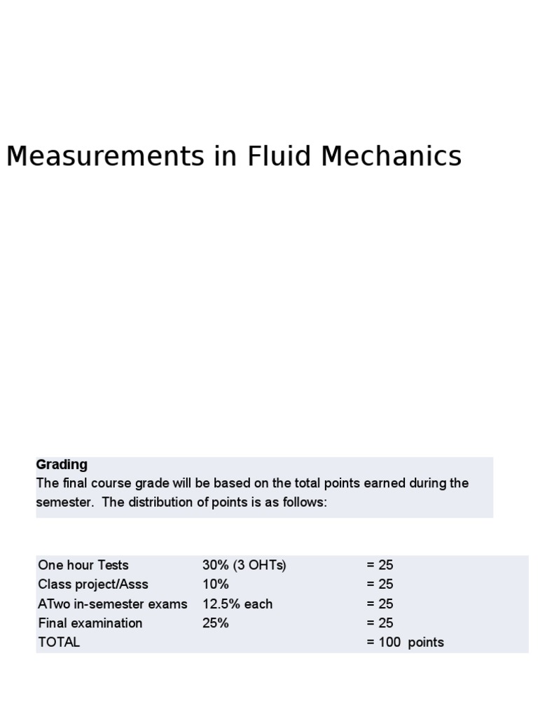 An Introduction to Measurements in Fluid Mechanics: Dimensional ...