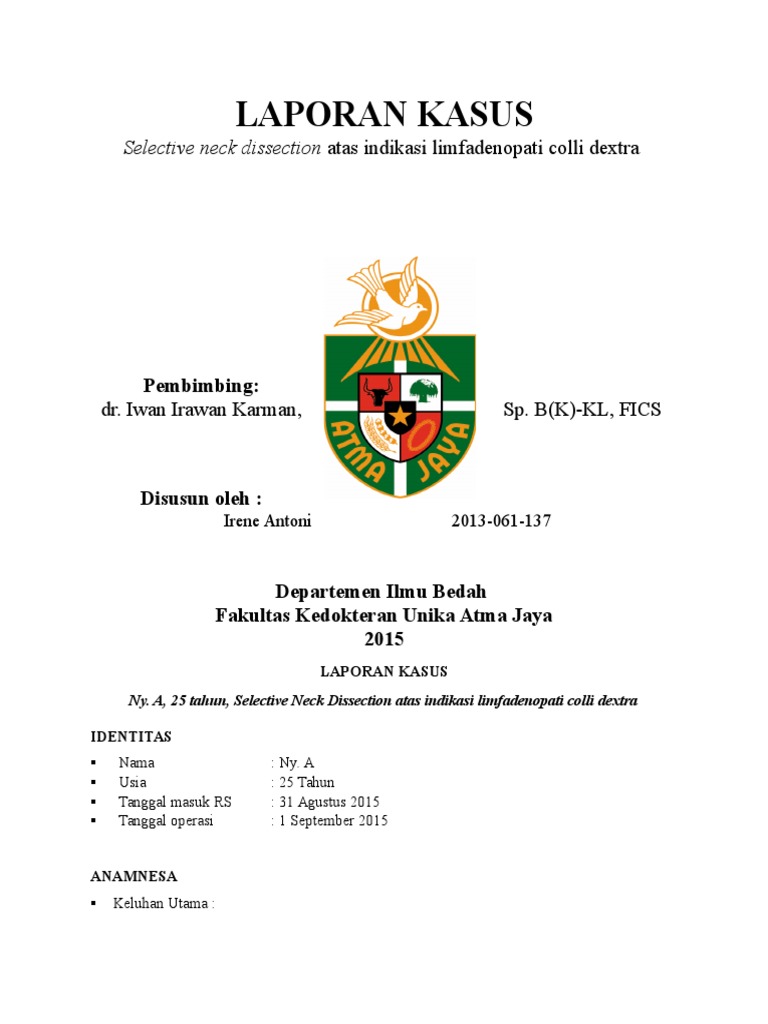 Case Report Ny. Anggreini Limfadenopati Colli Dextra | PDF | Sains ...