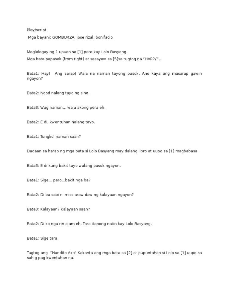 Andres Bonifacio Script | PDF