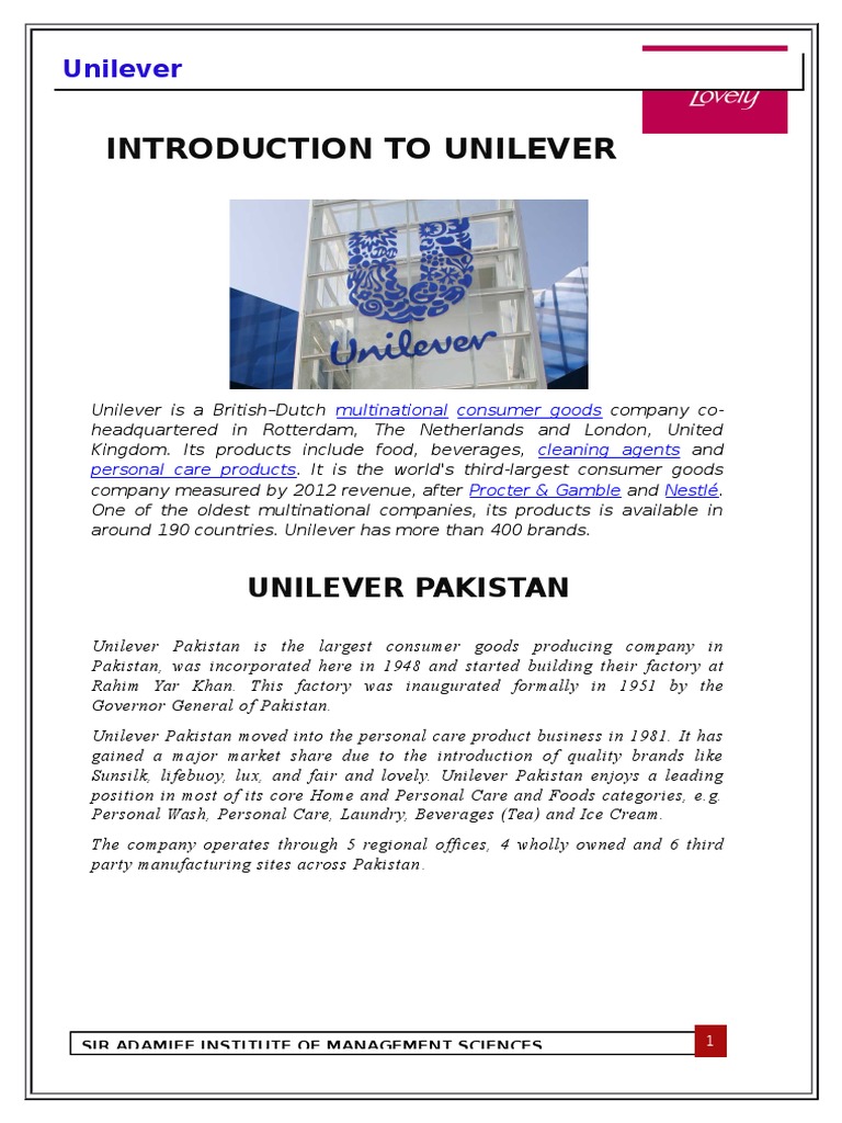 Introduction To Unilever | PDF | Unilever | Brand