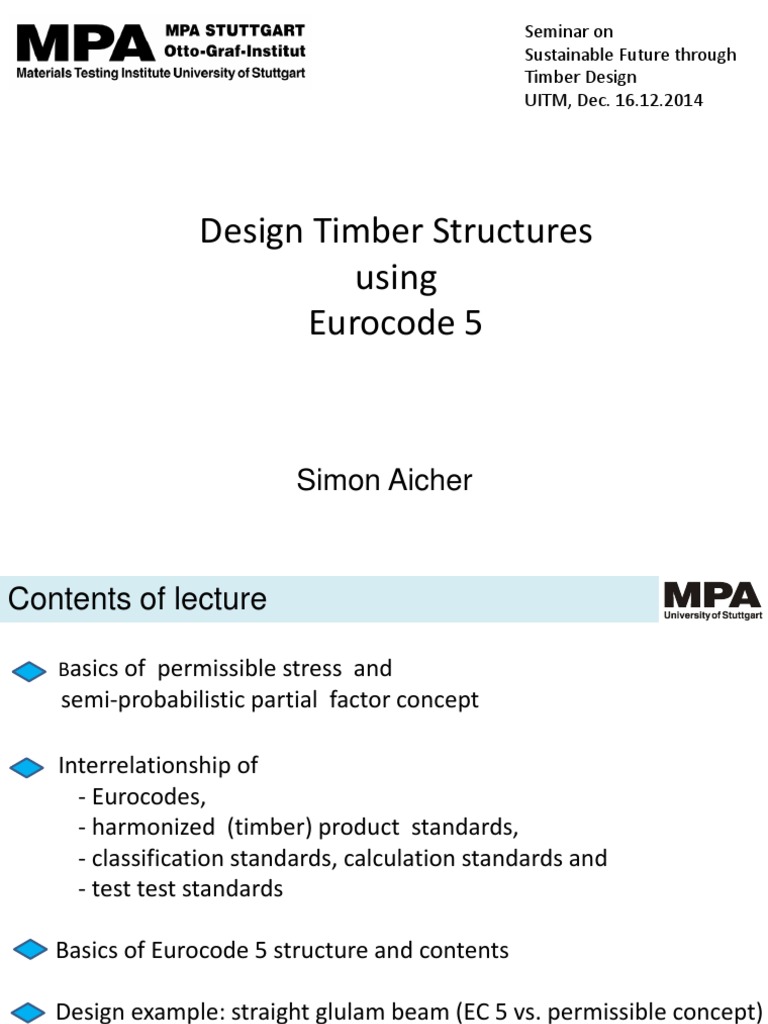 Design Timber Structures Using Eurocode 5 | PDF | Bending | Lumber