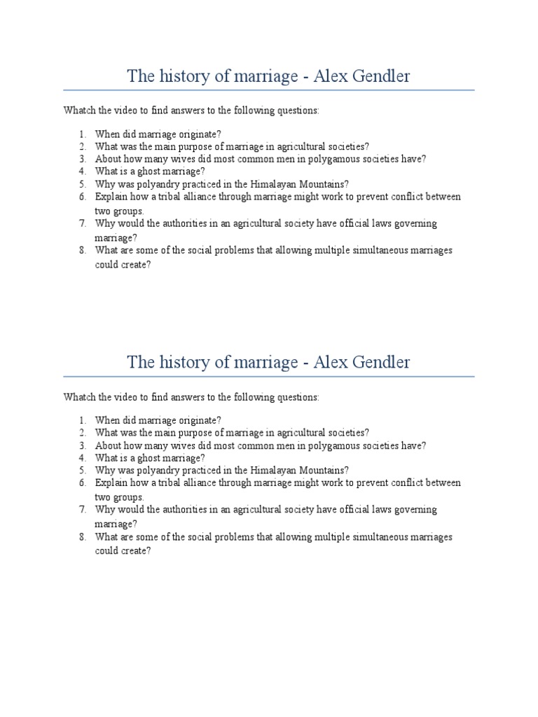 The History of Marriage | PDF