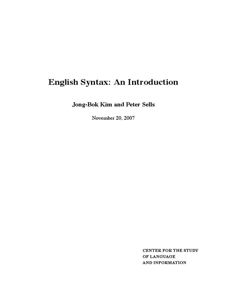 English Syntax | PDF | Phrase | Lexical Semantics