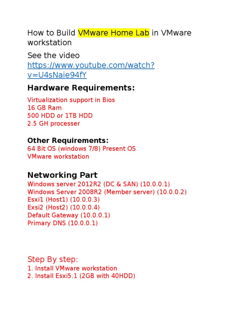How To Build Vmware Home Lab in Vmware Workstation See The Video | PDF ...