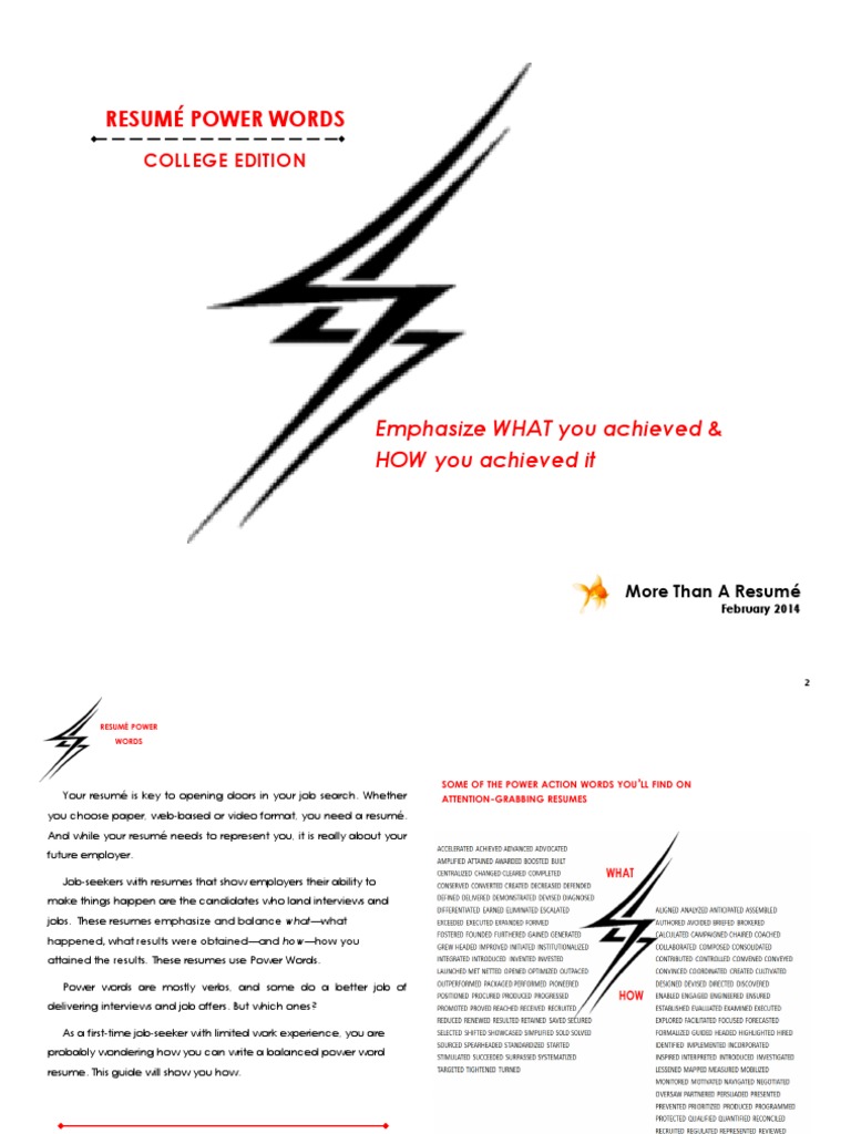 Resumé Power Words: College Edition | Download Free PDF | Critical ...
