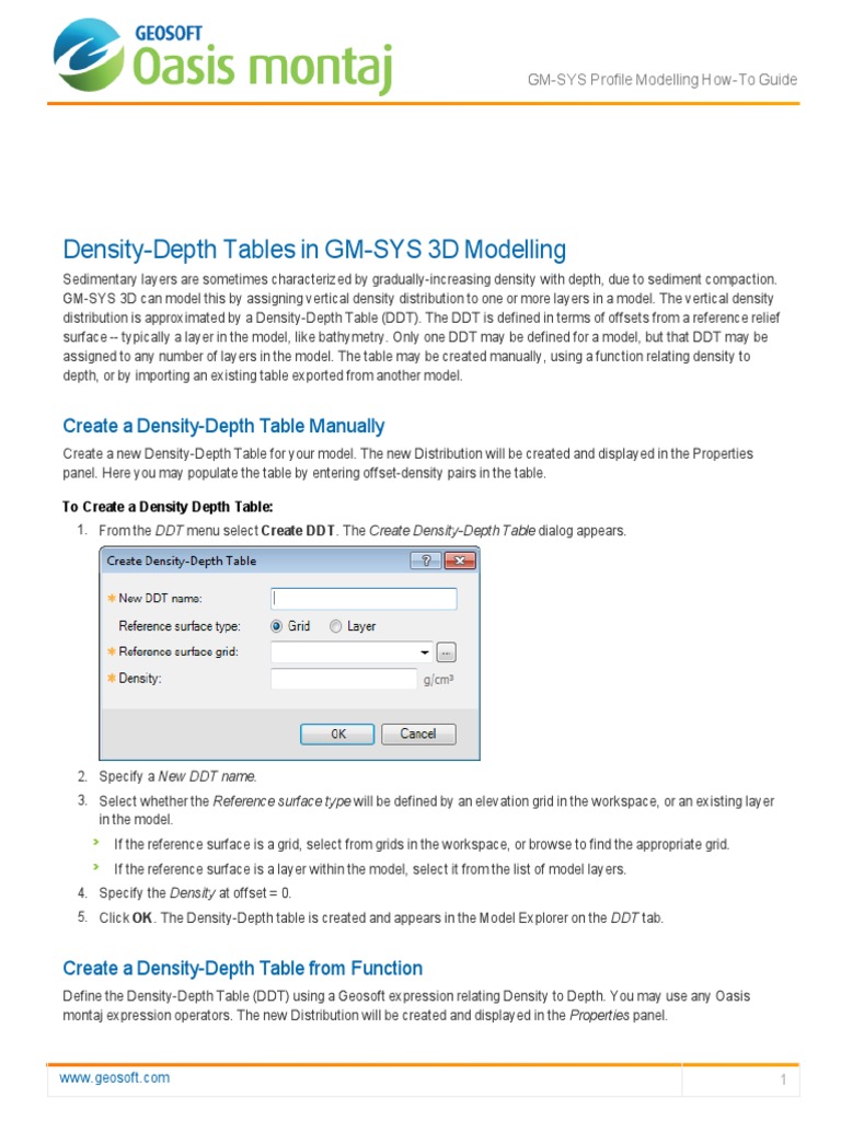 Density-Depth Tables in GM-SYS 3D Modelling | PDF | Tab (Gui) | Computing