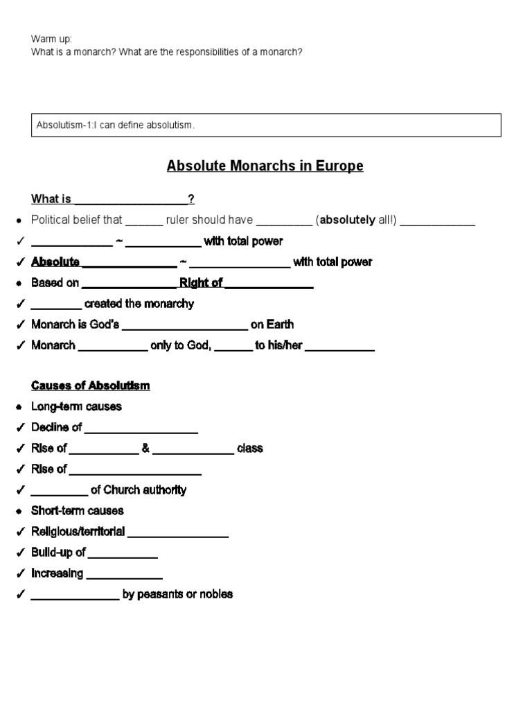 Understanding European Absolutism | PDF | Absolute Monarchy | Monarchy