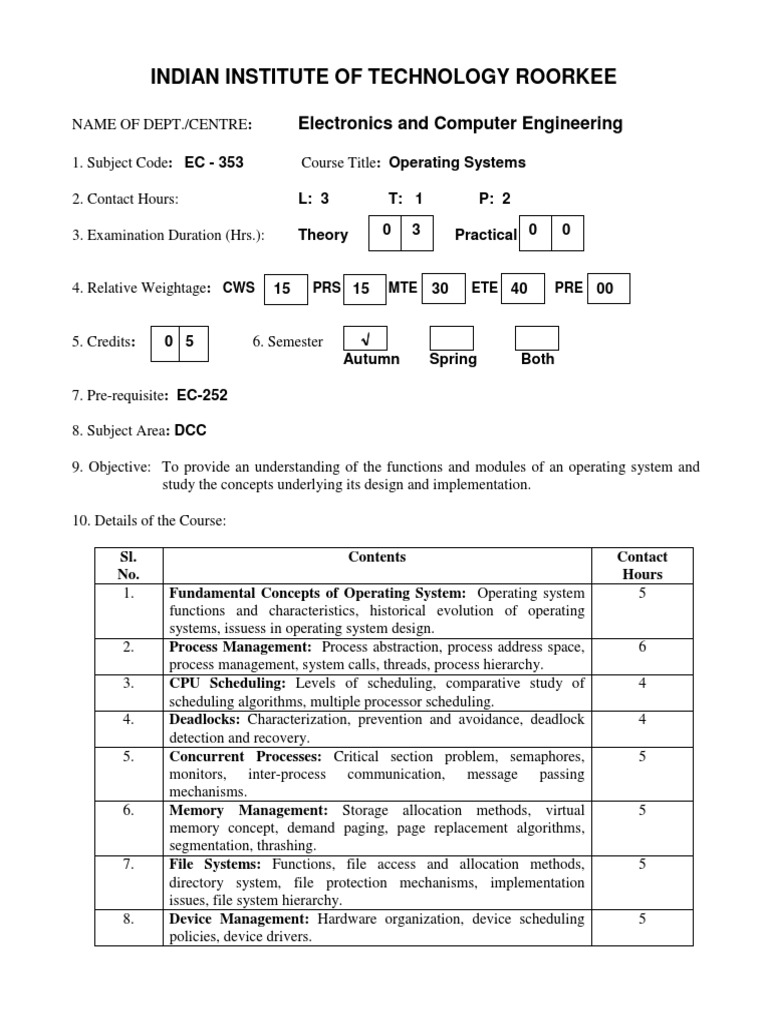 Operating Systems Course Overview | PDF | Technology & Engineering