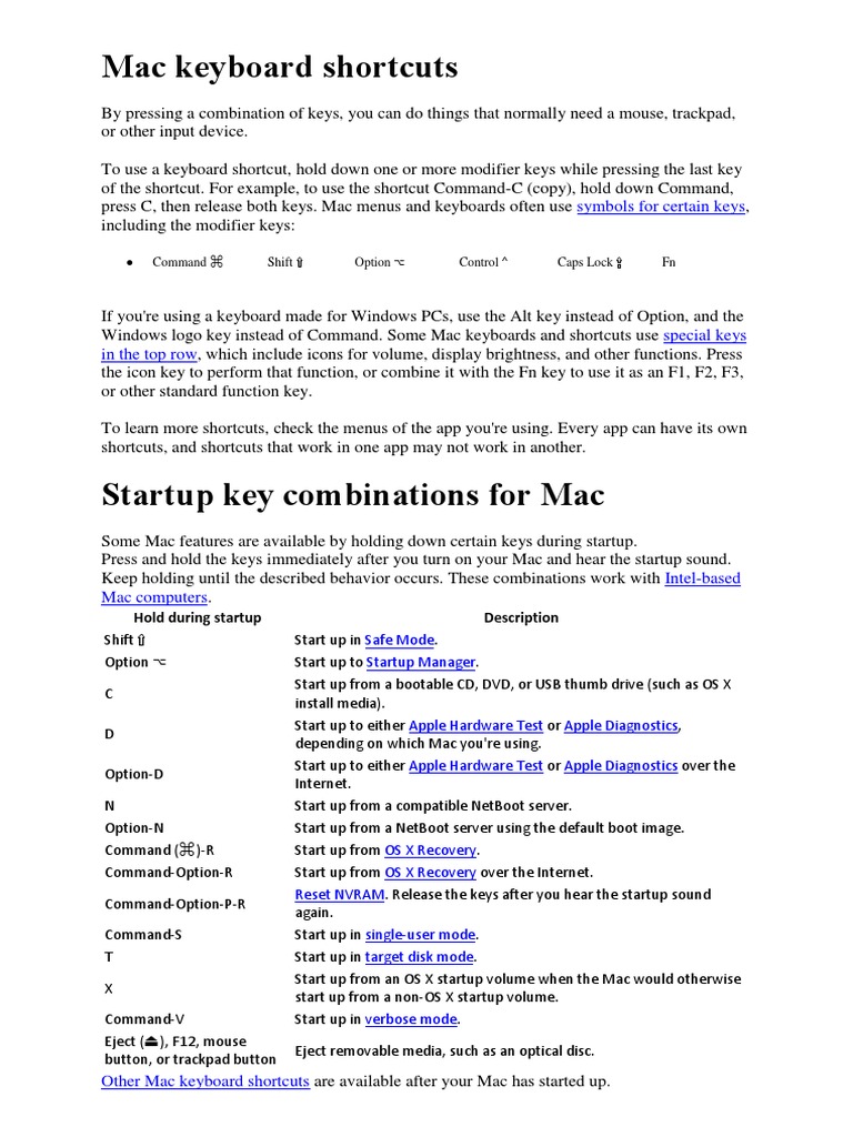 Mac Keyboard Shortcuts | PDF | Finder (Software) | Keyboard Shortcut