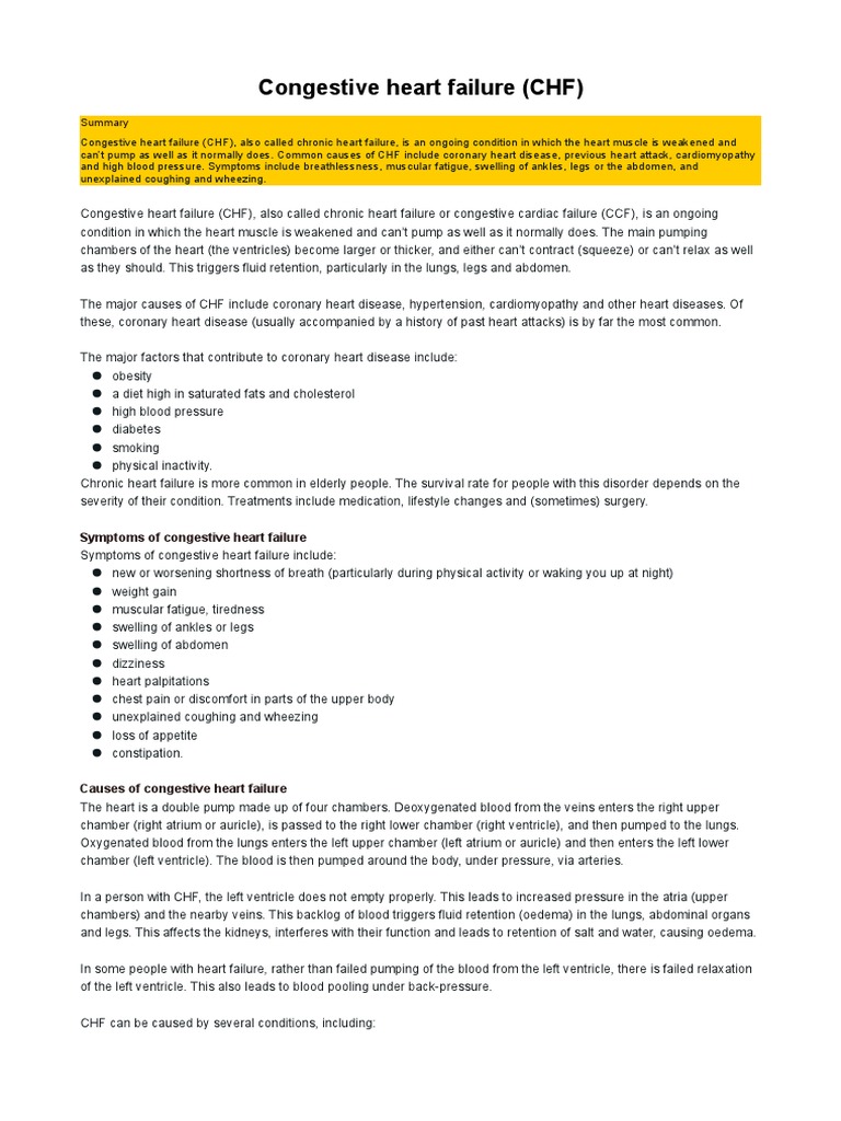 Congestive Heart Failure (CHF) PDF | Download Free PDF | Heart Failure ...