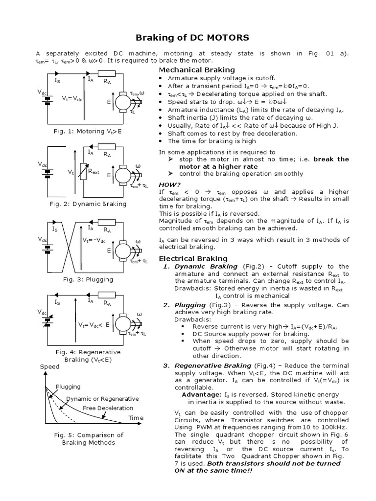 Braking of DC Motors | PDF | Electric Motor | Brake
