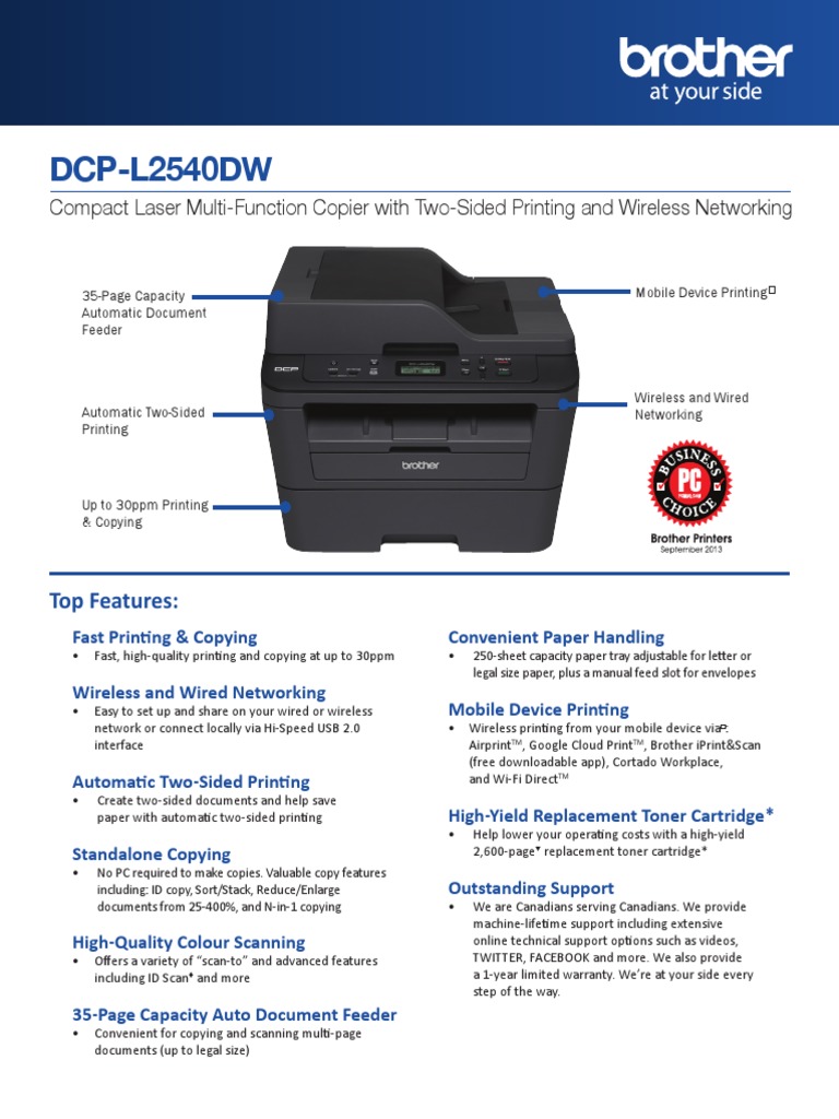 DCP l2540dw Specsheet | PDF | Image Scanner | Windows Server 2003