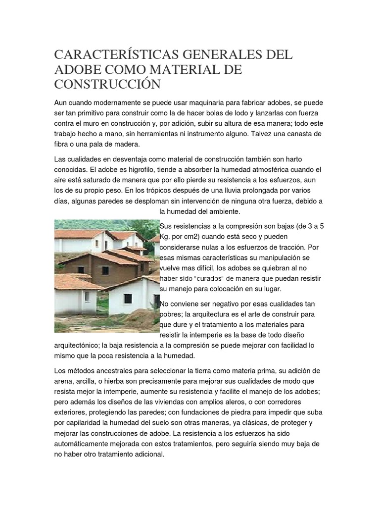 Características del adobe en construcción | PDF | Ingeniería de ...