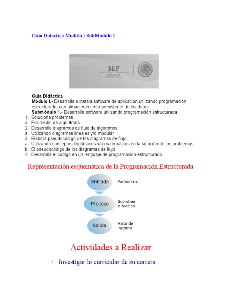 Guia Didactica Modulo I SubModulo 1 | PDF | Compilador | Lenguaje de programación