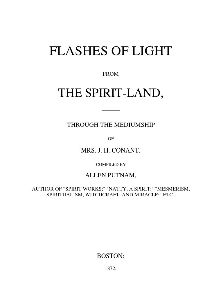 Flashes of Light From The Spirit-Land - J Conant | PDF | Mediumship | Spiritualism