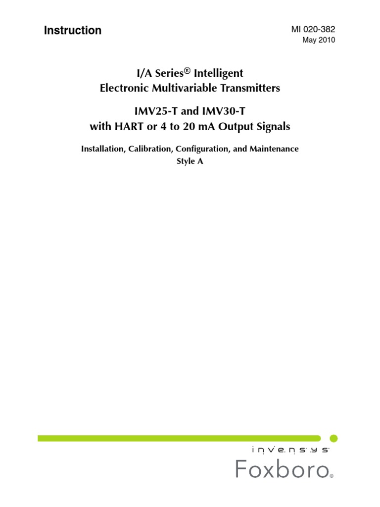 Datasheet Multivariable IMV30-T | PDF | Valve | Direct Current