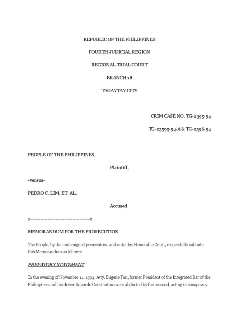 Trial Memo Sample | PDF