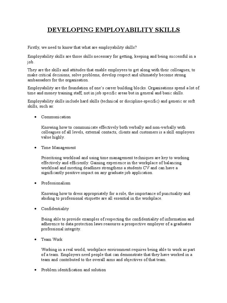 Developing Employability Skills | PDF | Employment | Psychology
