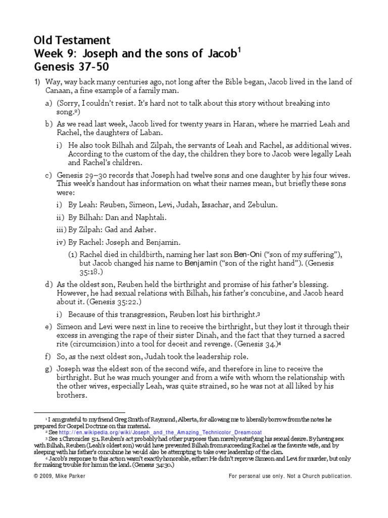 LDS Old Testament Notes 10: Joseph & the sons of Jacob | Leah | Rachel