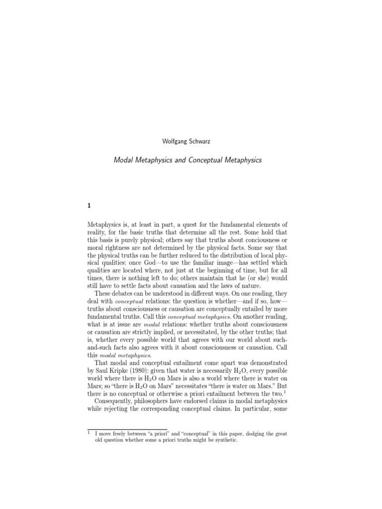 Modal Metaphysics and Conceptual Metaphysics | PDF | A Priori And A ...