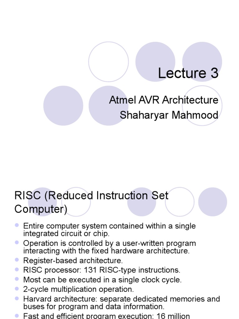 Atmel AVR Architecture Shaharyar Mahmood | PDF | Central Processing Unit | Analog To Digital ...