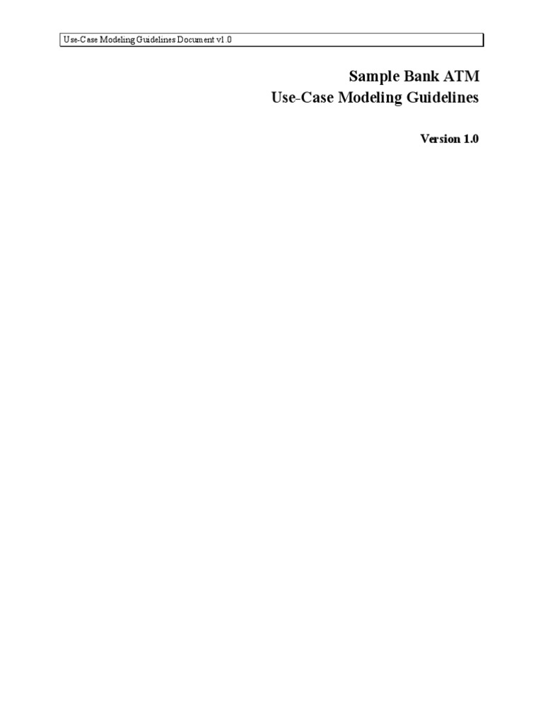 Sample Bank ATM Use-Case Modeling Guidelines | PDF | Use Case | Unified ...
