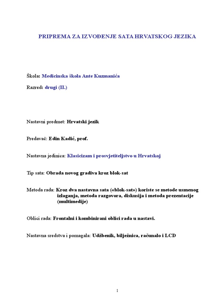 Klasicizam Prosvjetiteljstvo | PDF