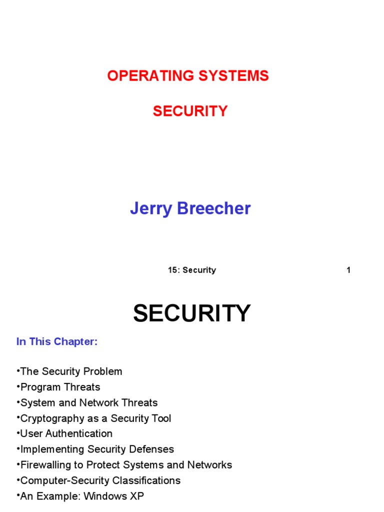 Jerry Breecher: Operating Systems Security | PDF | Key (Cryptography) | Public Key Cryptography