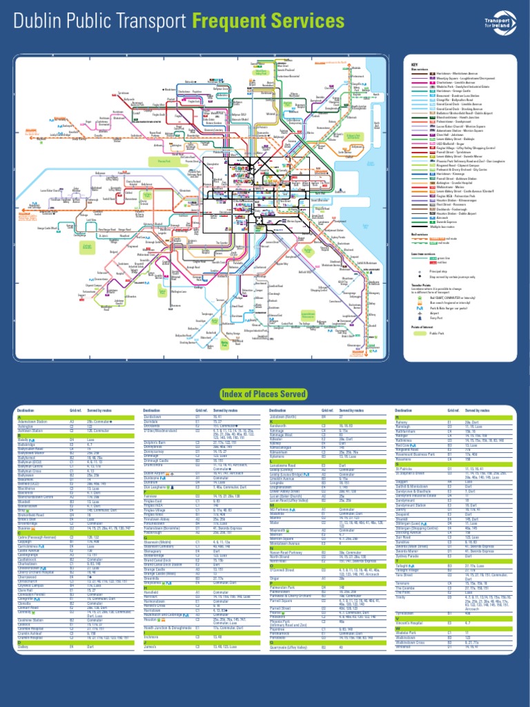 Dublin Public Transport Network Map: An Overview of Frequent Bus and ...