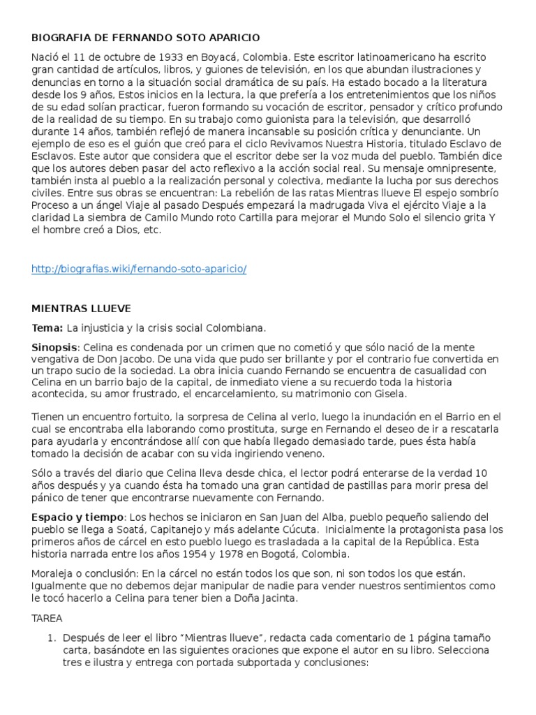 Tarea Mientras Llueve Fdo Sotoaparicio1 | PDF | Amor | Science