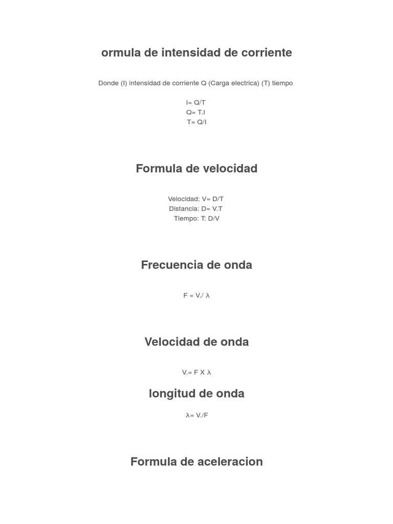 Formula de Intensidad de Corriente | PDF