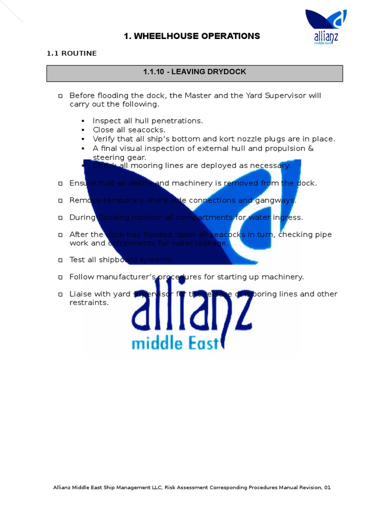 Dry Dock Operations Checklist | PDF | Technology & Engineering